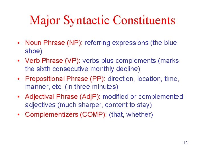 Words and the Lexicon Lecture 3 September 10