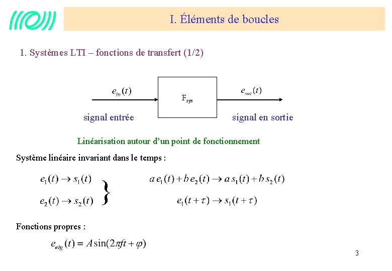 Fonctions de transfert Conception dun asservissement Franois BONDU