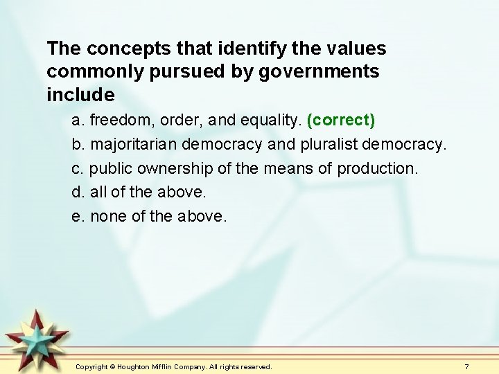 Chapter One Freedom Order or Equality What is