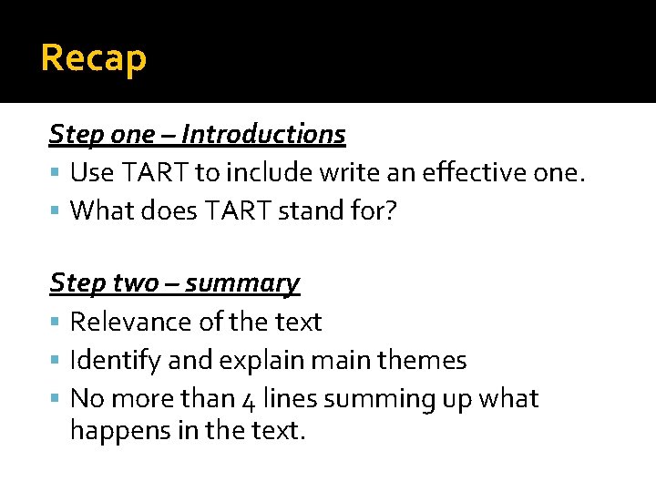 Critical Essay introductions TART T Introduce title of