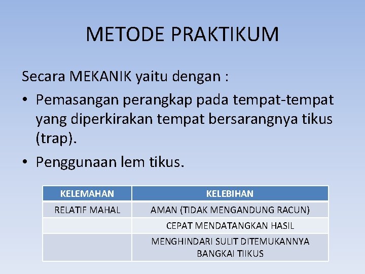PENGENDALIAN TIKUS DENGAN METODE MEKANIK LEM DAN TRAP
