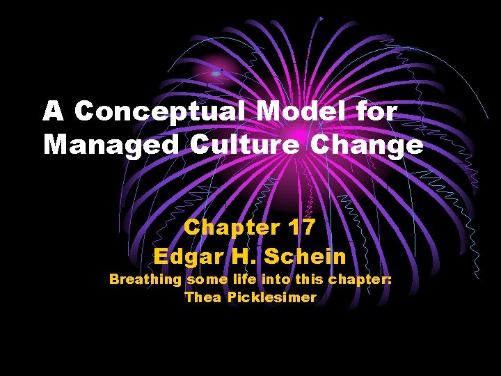 A Conceptual Model for Managed Culture Change Chapter