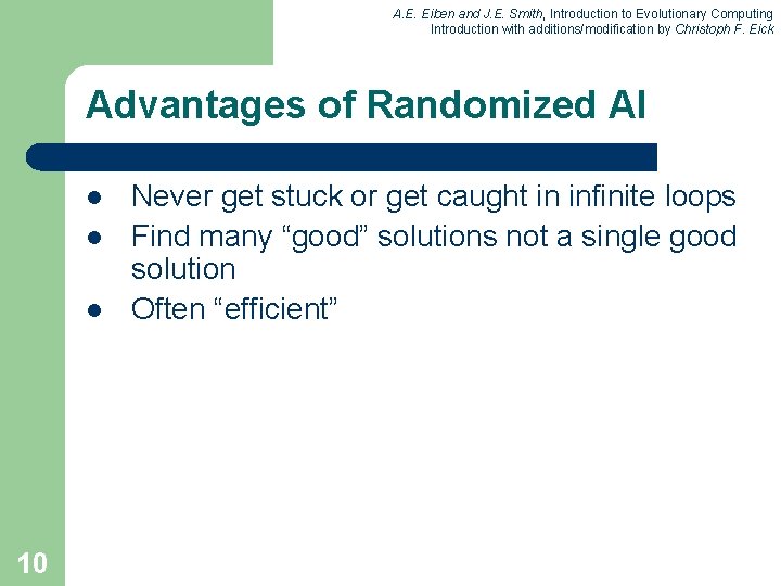 Introduction to Evolutionary Computing 1 A E Eiben