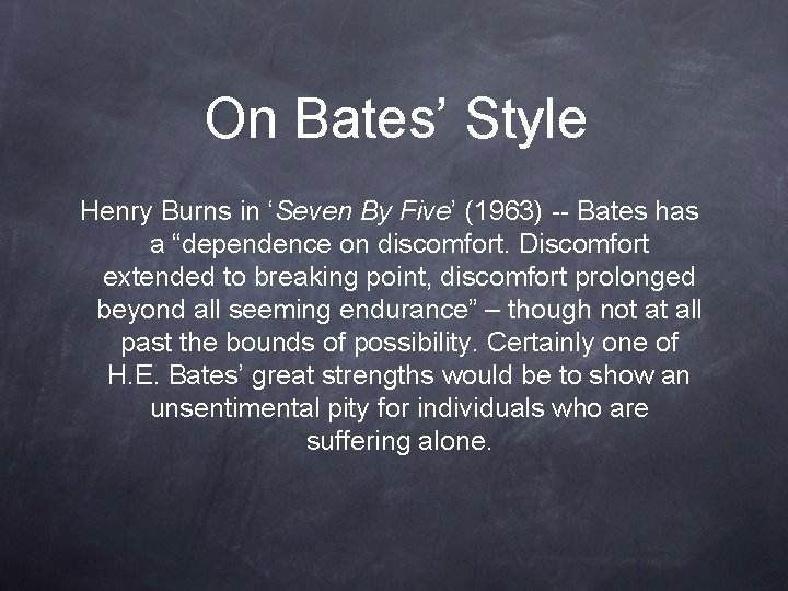 The Ox H E Bates A Brief Overview