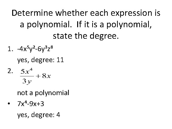 5 2 Polynomials Objectives 1 Add and Subtract