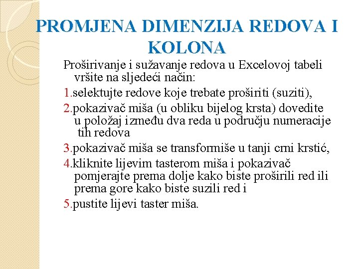 OBRADA TABELA MS EXCEL FUNKCIJA I STARTOVANJE EXCELa