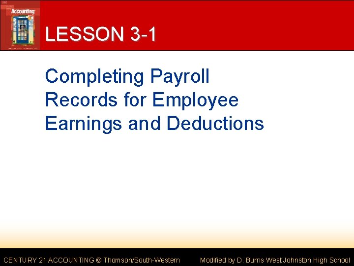 LESSON 3 1 Completing Payroll Records for Employee
