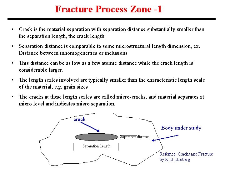 Fracture Process Zone 1 Crack is the material