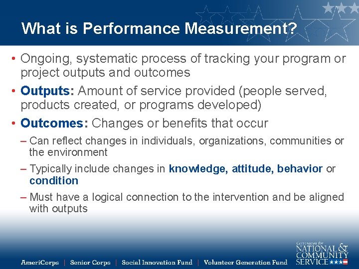 High Quality Performance Measures Learning Objectives Define performance