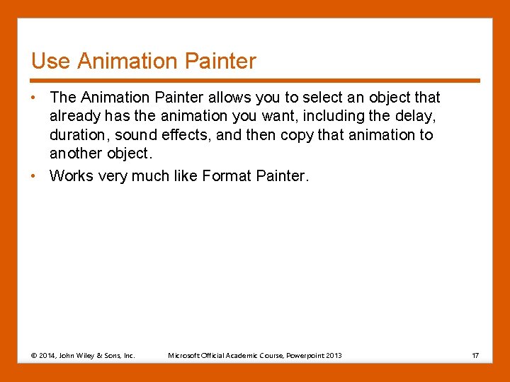 Microsoft Powerpoint 2013 Lesson 9 Using Animation and
