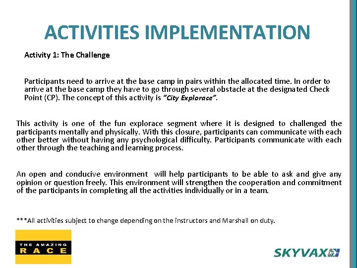 Team Building with Aviation Theme SKYVAX TEAMBUILDING ACTIVITY