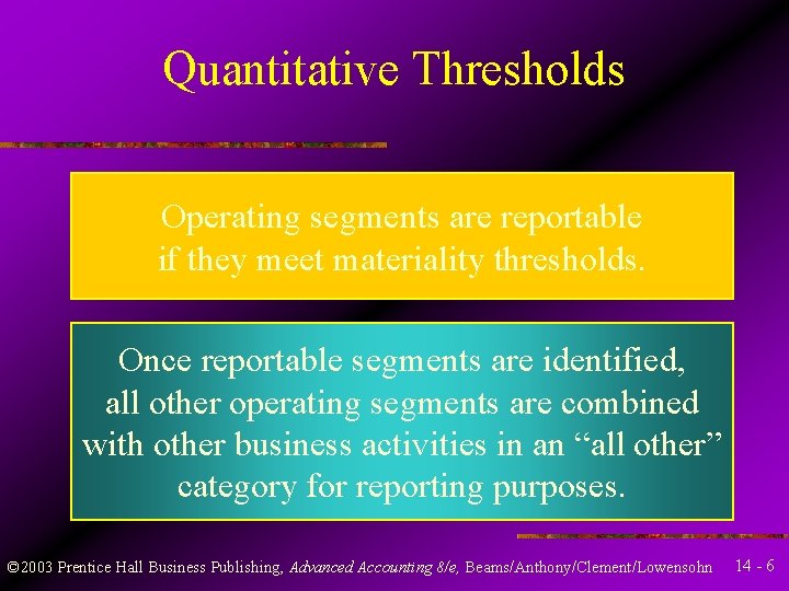 Segment and Interim Financial Reporting Chapter 14 2003