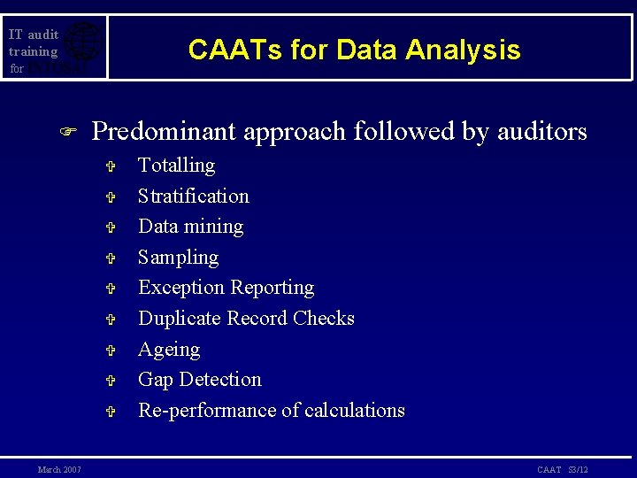 IT audit training for Types of CAATs Session