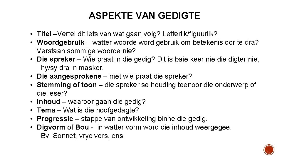 KENMERKE q Dit is n genre wat geskryf