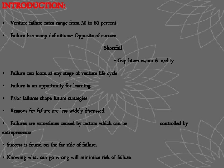 HOW TO AVOID VENTURE FAILURES CAUSED BY FACTORS