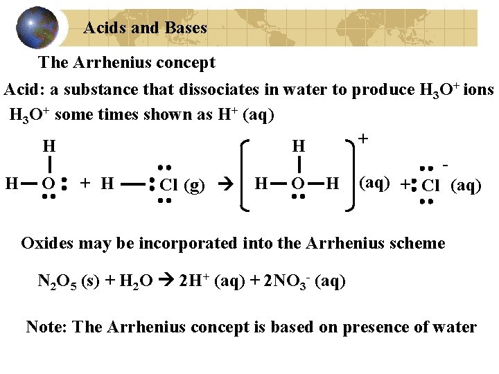 Acids and Bases The Arrhenius concept Acid a
