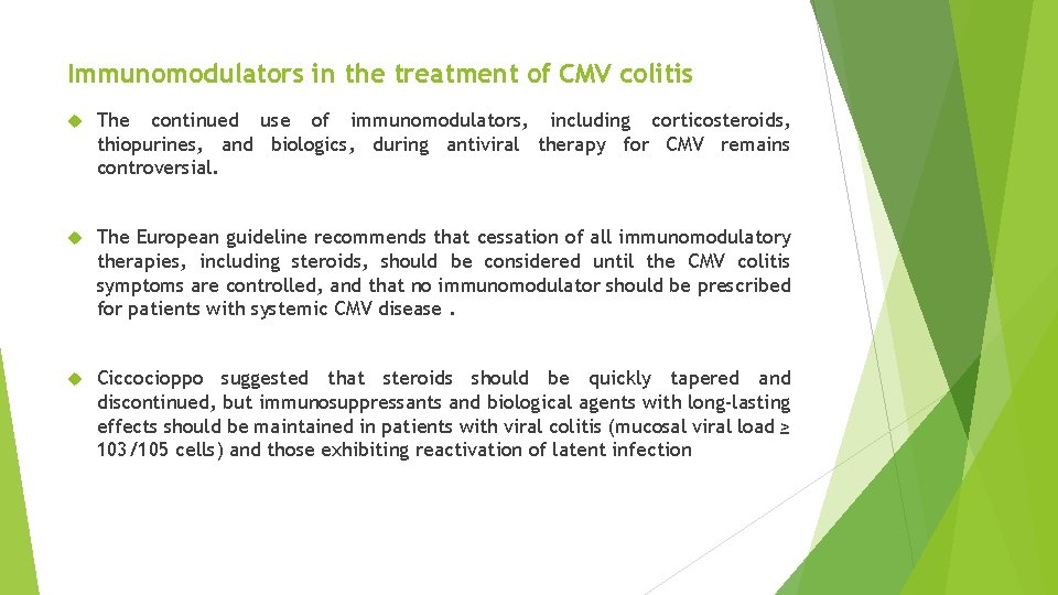 Approach to cytomegalovirus infections in patients with ulcerative