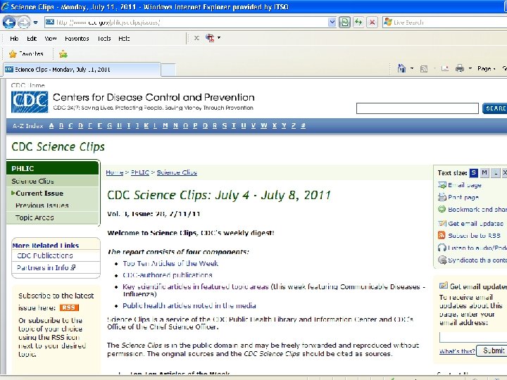 CDC Science Clips Enhancing Access to Scientific Information