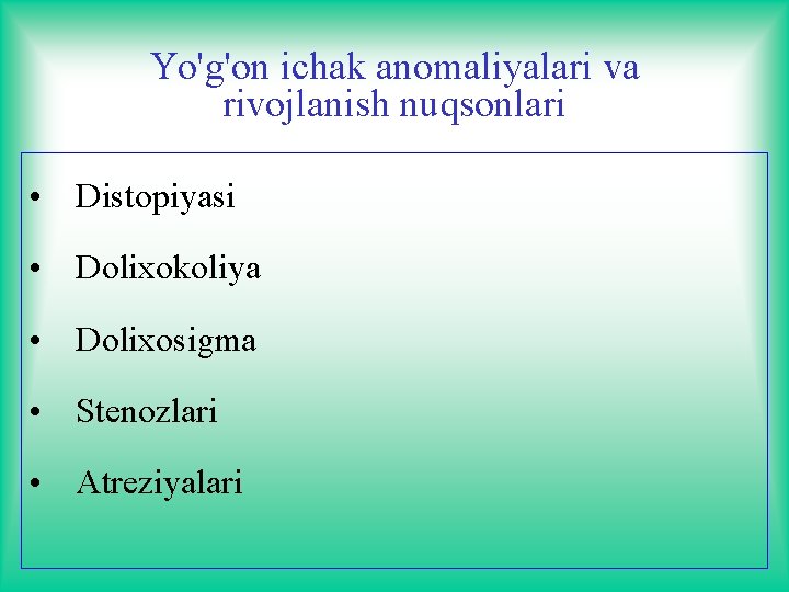 Yogon ichak kasalliklari Epidemiologiyasi Yogon ichak raki onkologik