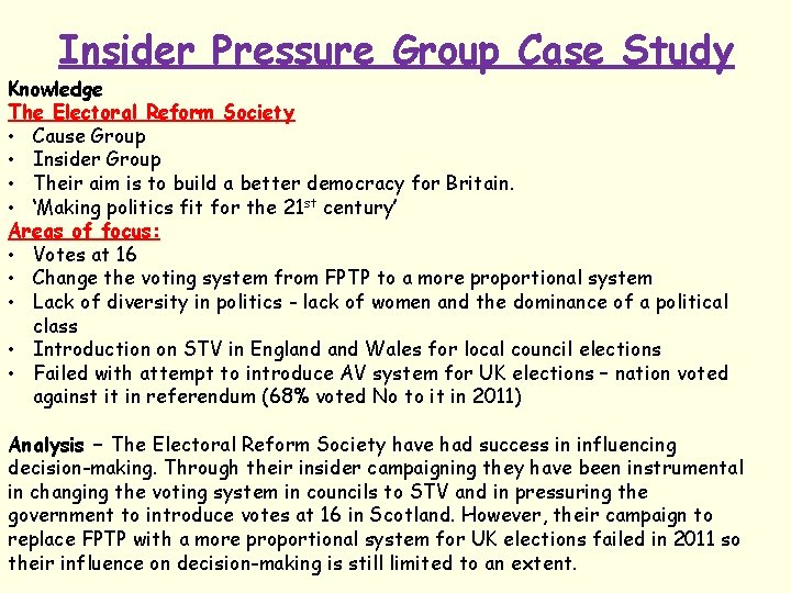 The Role of Pressure Groups in the Political