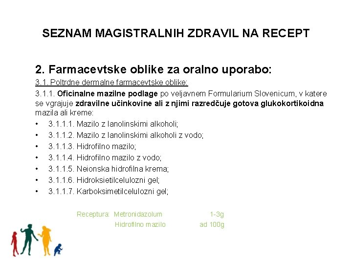 MAGISTRALNA ZDRAVILA NA RECAPT Farmacevtske oblike za oralno