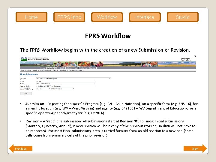 Food Programs Reporting System Computer Based Training CBT