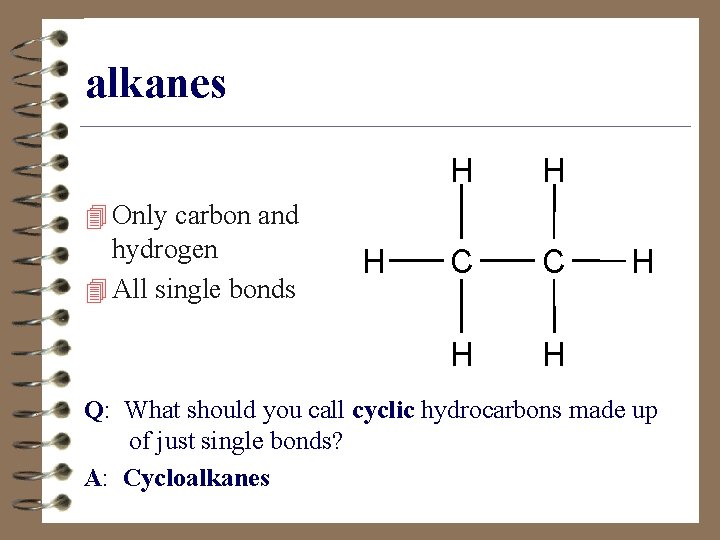 Functional Groups What is the family name alkanes