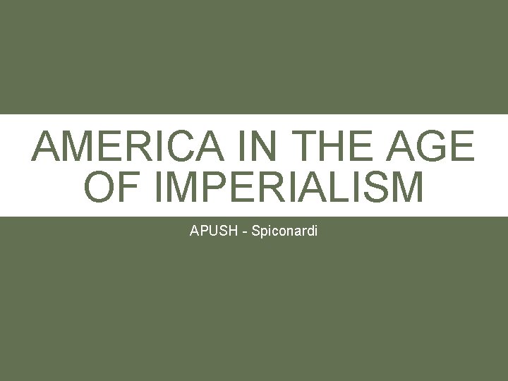 AMERICA IN THE AGE OF IMPERIALISM APUSH Spiconardi