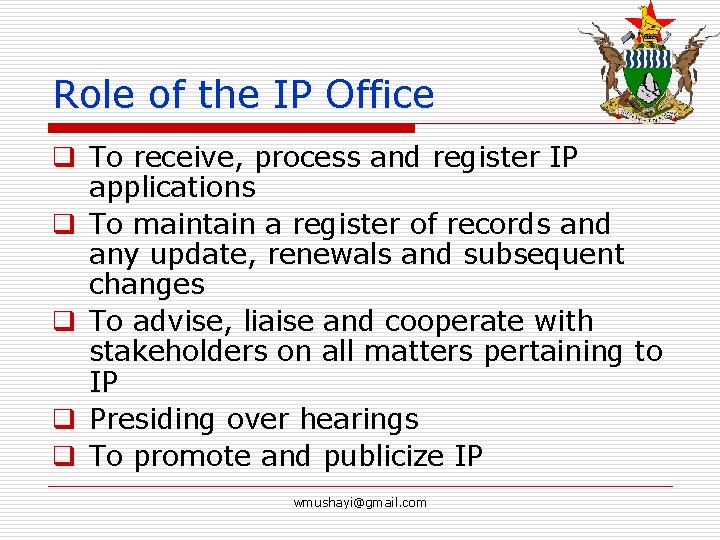 AN OVERVIEW OF PATENT PROTECTION IN ZIMBABWE DOMESTICATION
