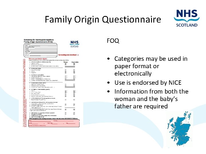 Pregnancy Newborn Screening Developments Family Origin Questionnaire FOQ