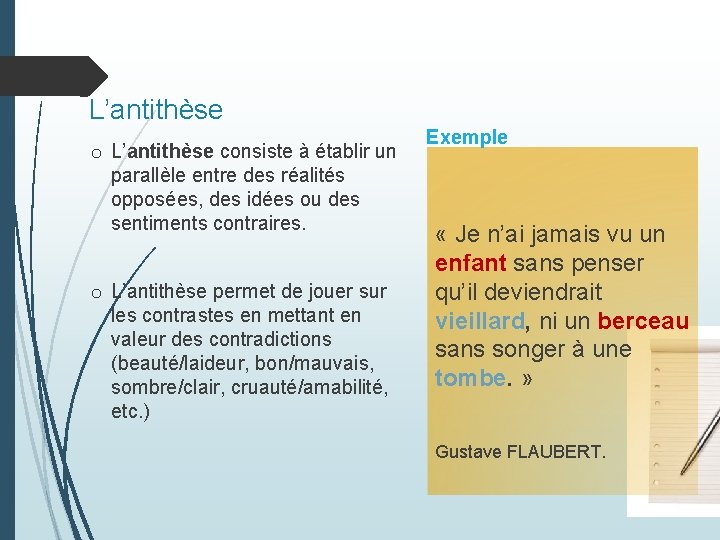 Les procds stylistiques o Pour varier le rythme