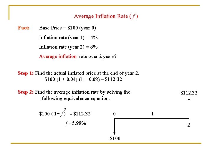 EQUIVALENCE CALCULATIONS UNDER INFLATION CHAPTER 4 Inflation and