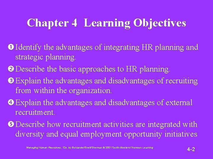Managing Human Resources Bohlander Snell Sherman Chapter 4