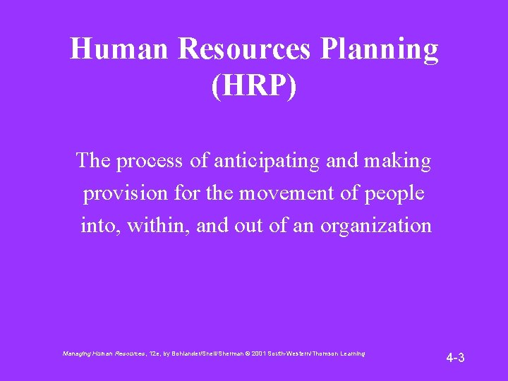 Managing Human Resources Bohlander Snell Sherman Chapter 4