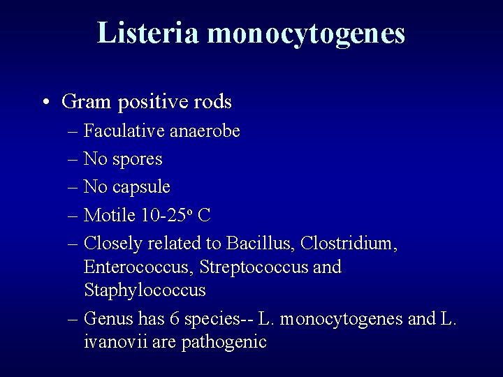 FoodBorne Infections and Intoxications Listeria monocytogenes ...
