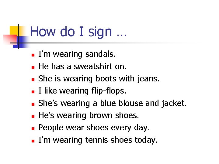 Master ASL Unit 7 My Daily Routine Picture