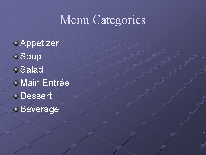 The Menu Lesson 2 Chapter 3 What is