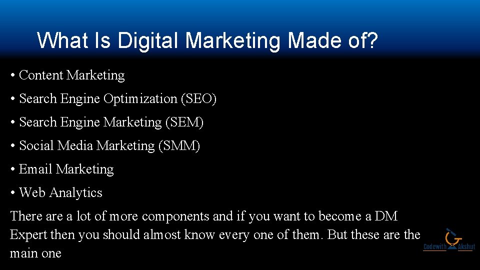 The Various Modules in Digital Marketing By Codewith