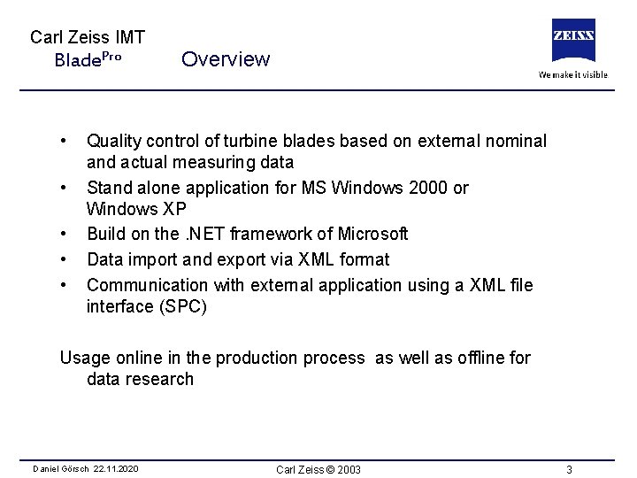 Carl Zeiss IMT Evaluation of Turbine Blade Measuring