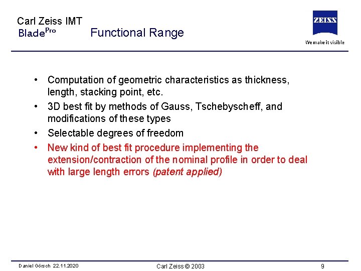 Carl Zeiss IMT Evaluation of Turbine Blade Measuring