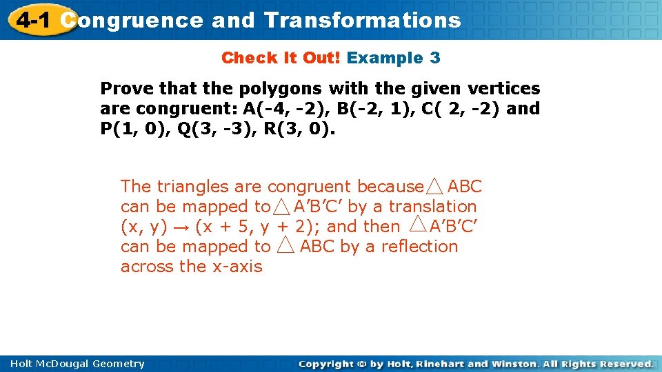 4 1 Congruence and Transformations Objective I can
