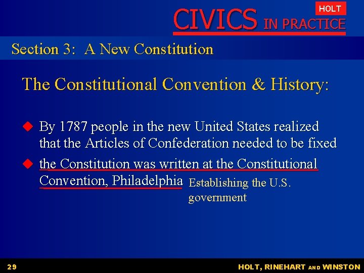 CIVICS IN PRACTICE HOLT Chapter 2 Foundations of