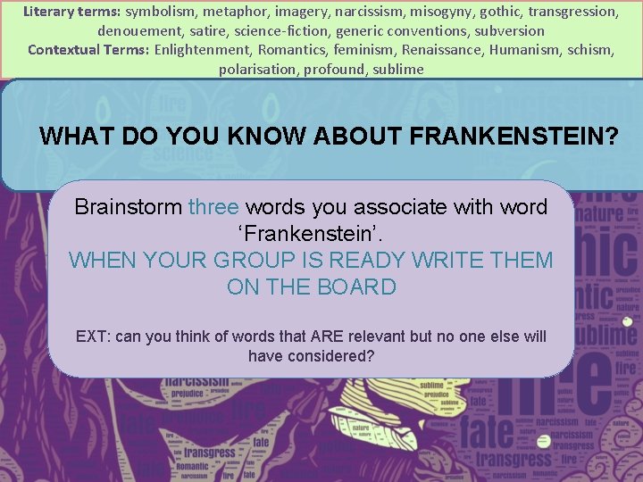 Literary terms symbolism metaphor imagery narcissism misogyny gothic