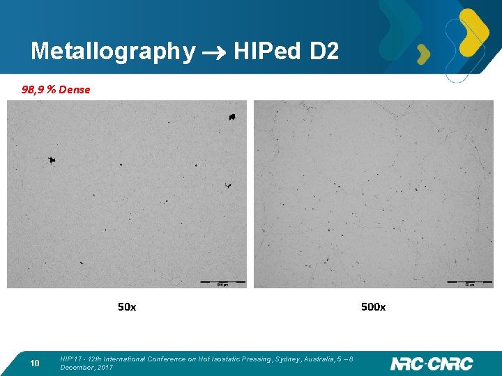 HIP Processing of Improved Tooling Materials for High