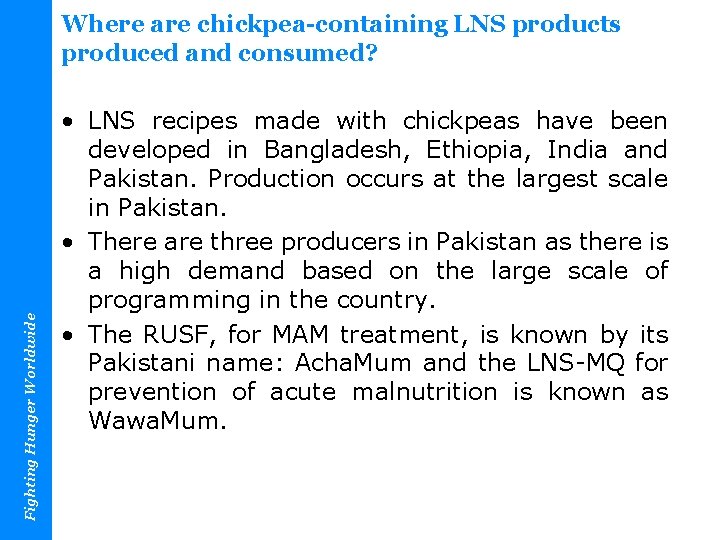 Fighting Hunger Worldwide Lessons learnt on the use