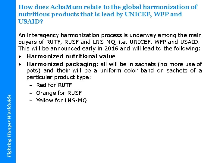 Fighting Hunger Worldwide Lessons learnt on the use