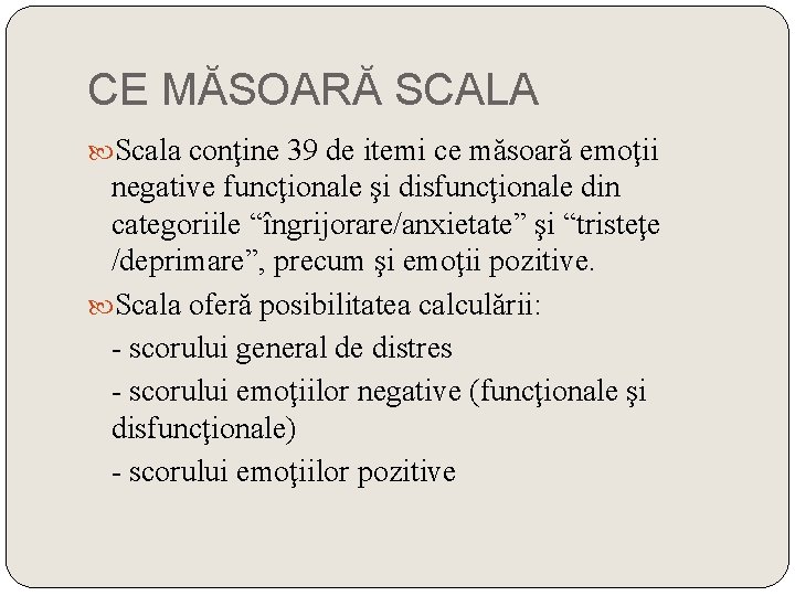 Scala PDA profilul distresului afectiv SCOP Scala distresului