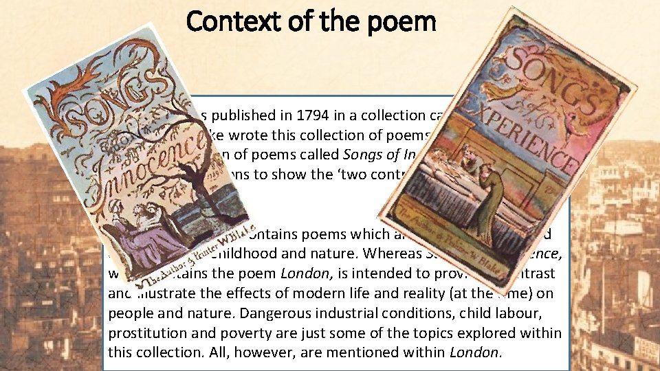 GCSE Poetry London Lesson Objective To explore William
