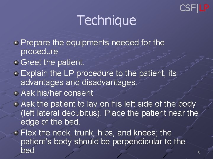 LUMBAR PUNCTURE Department of Neurology Faculty of Medicine
