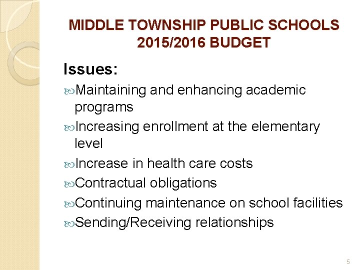 MIDDLE TOWNSHIP PUBLIC SCHOOLS 1 MIDDLE TOWNSHIP PUBLIC